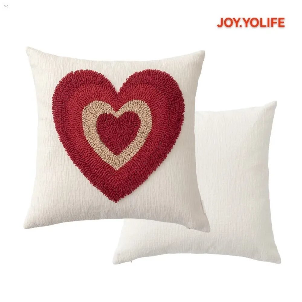 Joy.Yolife Декоративная подушка 45x45 см с вышивкой в виде сердца