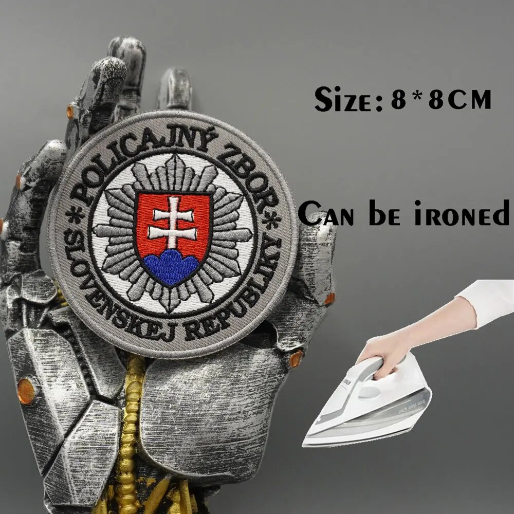 Нашивка на одежду Slovenska Polícia, 8*8 см, AC6-2 iron on