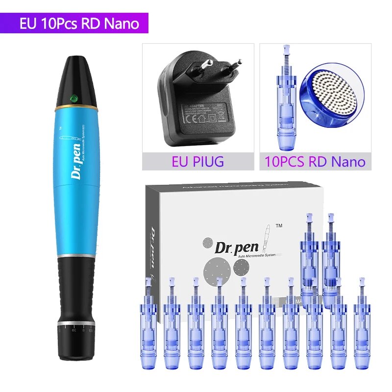 Dr.pen RD Nano Дермапен A1-W-EU Plug, 10 картриджей