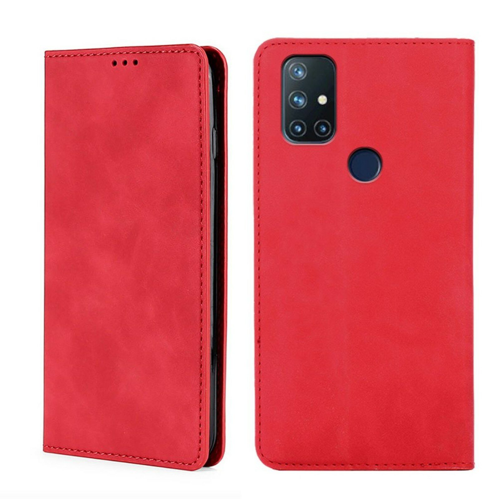 Чехол-книжка MyPads для OnePlus Nord N10 красный мягкое прикосновение, защита экрана и удобный доступ