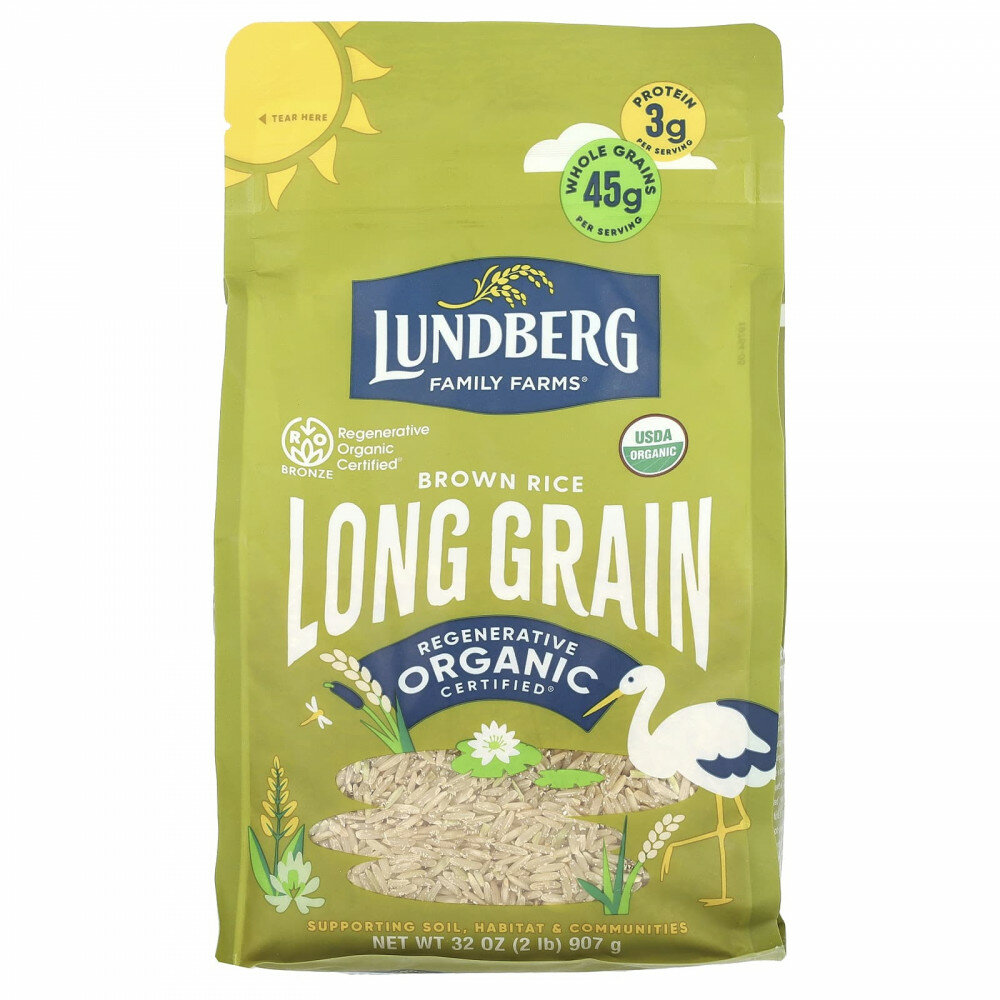 Lundberg, Органический коричневый рис, длиннозерный, 907 г (32 унции)