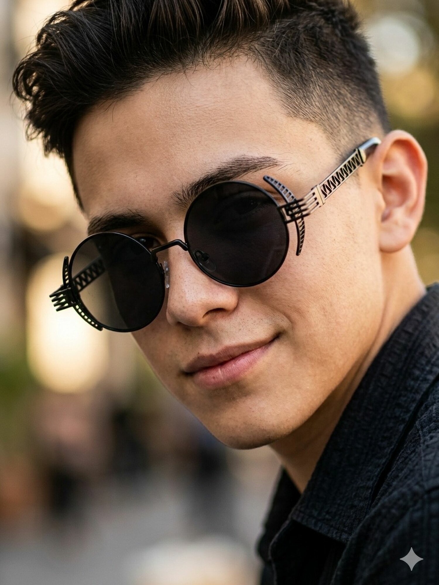 Круглые очки стимпанк с дизайнерской оправой