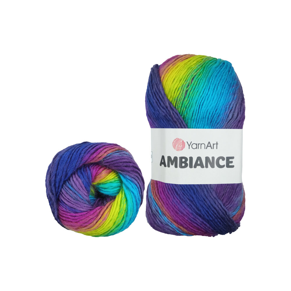 Пряжа для вязания YarnArt Ambiance 153 жёлтый бирюзовый фиолетовый 100 гр/250 м 20% шерсть, 80% акрил