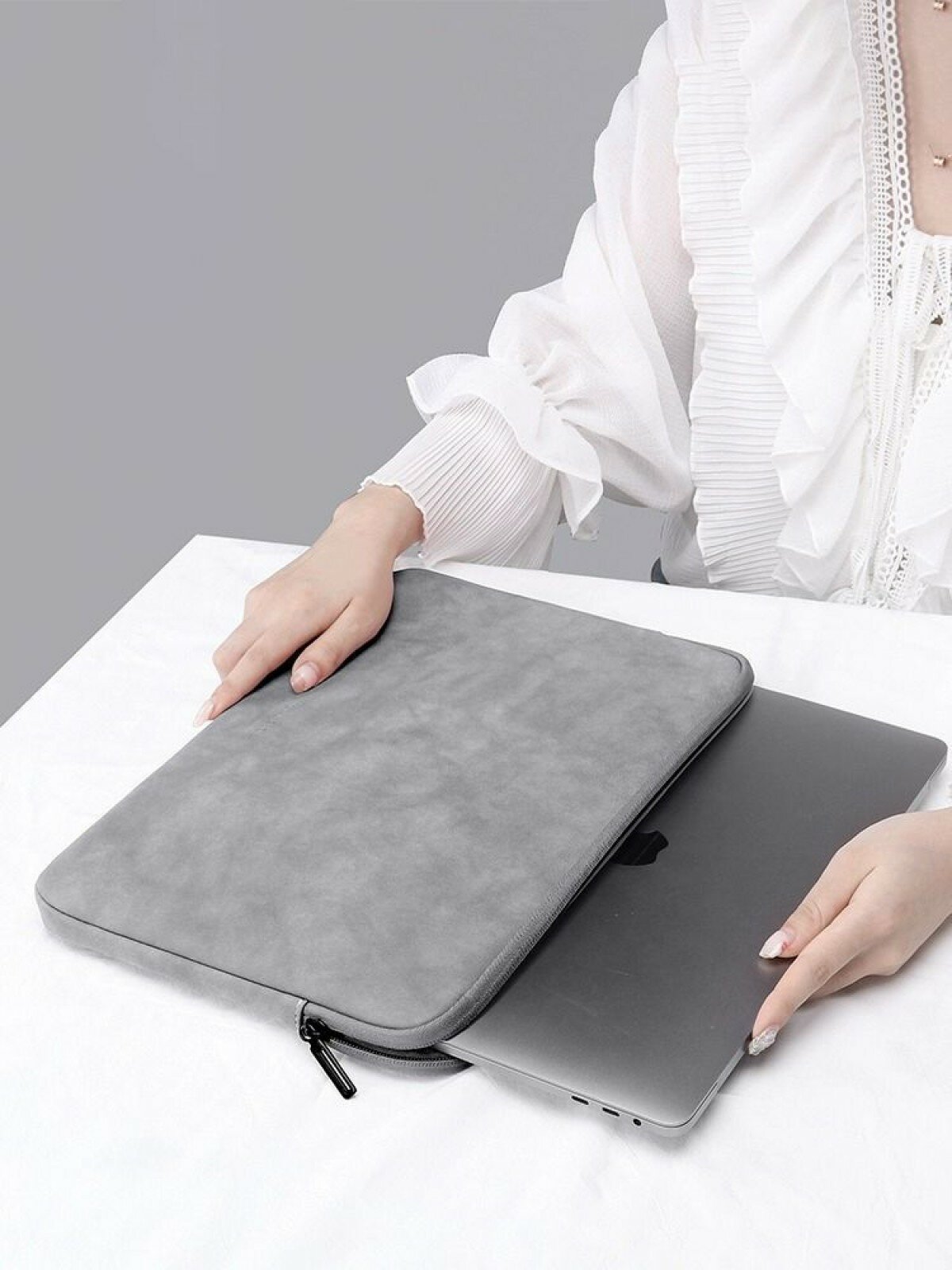 Сумка MyPads для ноутбука до 17,3 дюймов, противоударный чехол из искусственной кожи, серый