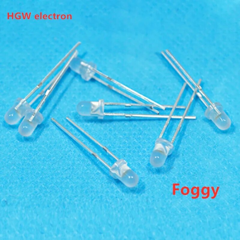 HGW LED теплые белые, красные, синие, зеленые, жёлтые, белые светодиоды 3 мм 2-контактные 100 White