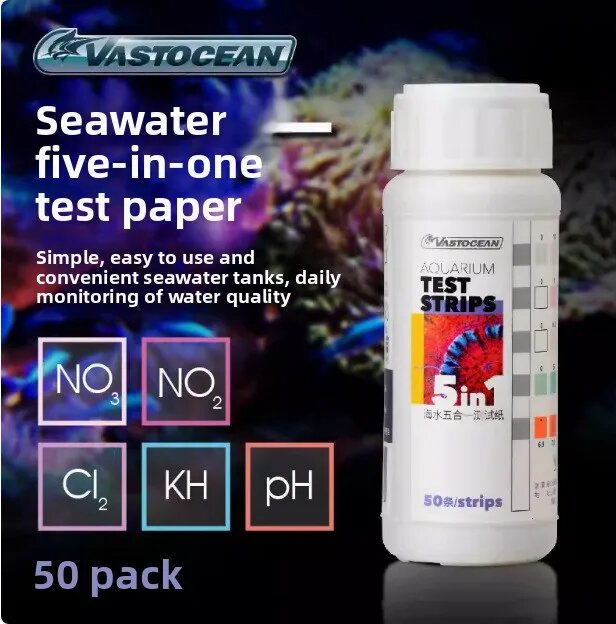 VASTOCEAN 5-в-1 тест-полоски для аквариума-мгновенный комплект для тестирования воды NO3/NO2/CL2/KH/pH — нитрит морского резервуара и монитор качества воды