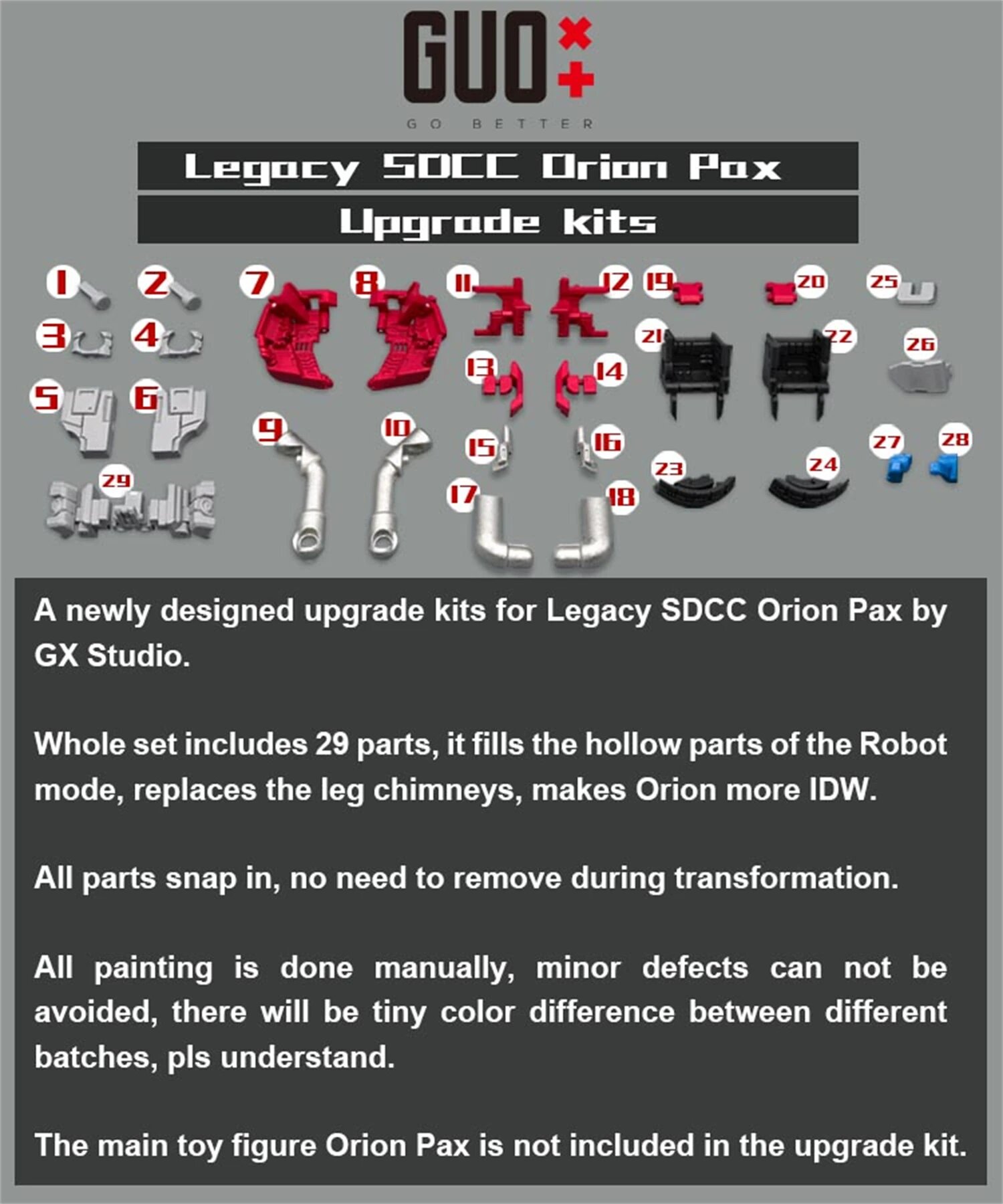 Новый комплект обновления наполнителя GO BETTER для 3D-печать Legacy United SDCC Orion Pax