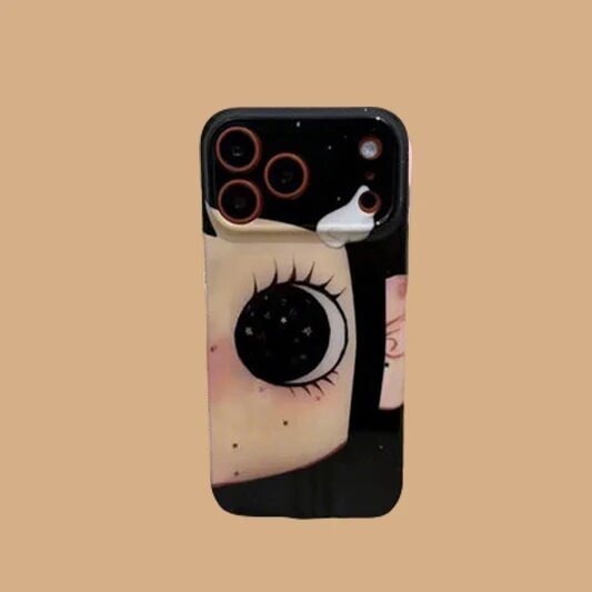 Чехол Clmj BIG EYES Y2K GIRL для iPhone 17, 16e, 16, 15, 14, 13, 12, 11, Air, Pro Max, XS, XR, XSMax, 7, 8 Plus, глянцевый, из твердого поликарбоната
