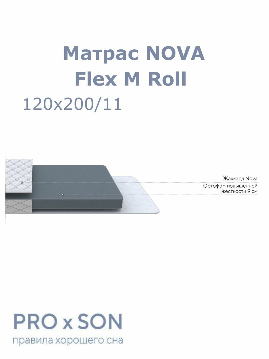 Матрас PROSON NOVA FLEX M Roll 120х200 см с средней степенью жесткости, Анатомический, Беспружинный