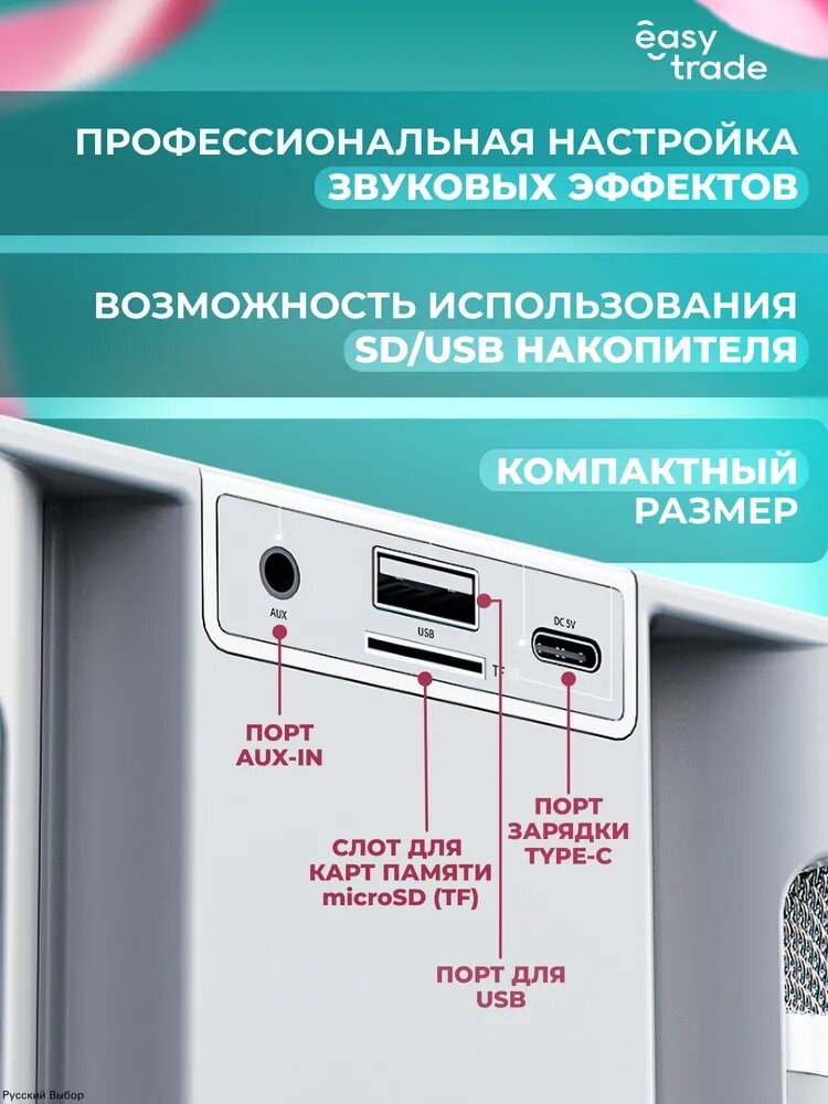 Караоке-система DM с Bluetooth 5.0 для телефона, Смарт ТВ и ПК, белая — фото 1
