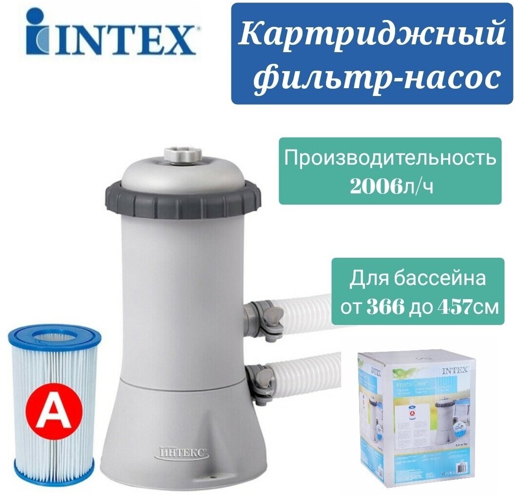 Картриджный фильтр-насос Intex C530 (28604), 2006 л/ч, для бассейнов от 366 до 457 см