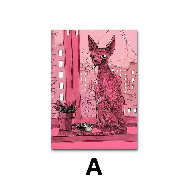 Картина на холсте "Кот с сигаретой" 30x40см, без рамы