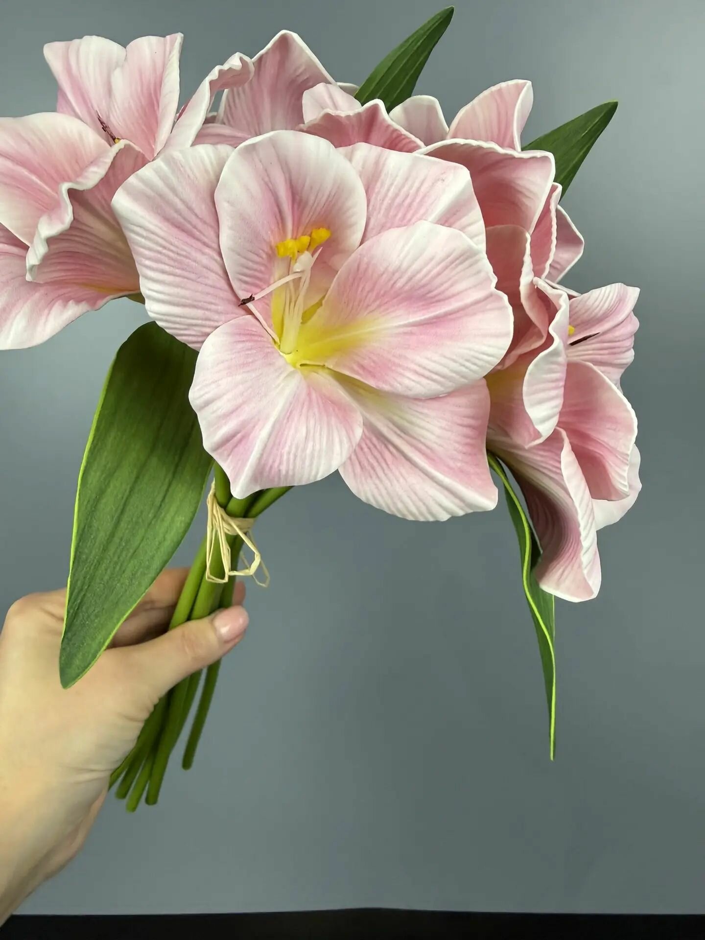 Искусственные цветы для декора из латекса премиум Гладиолус амариллис розовый букет для интерьера и декора
