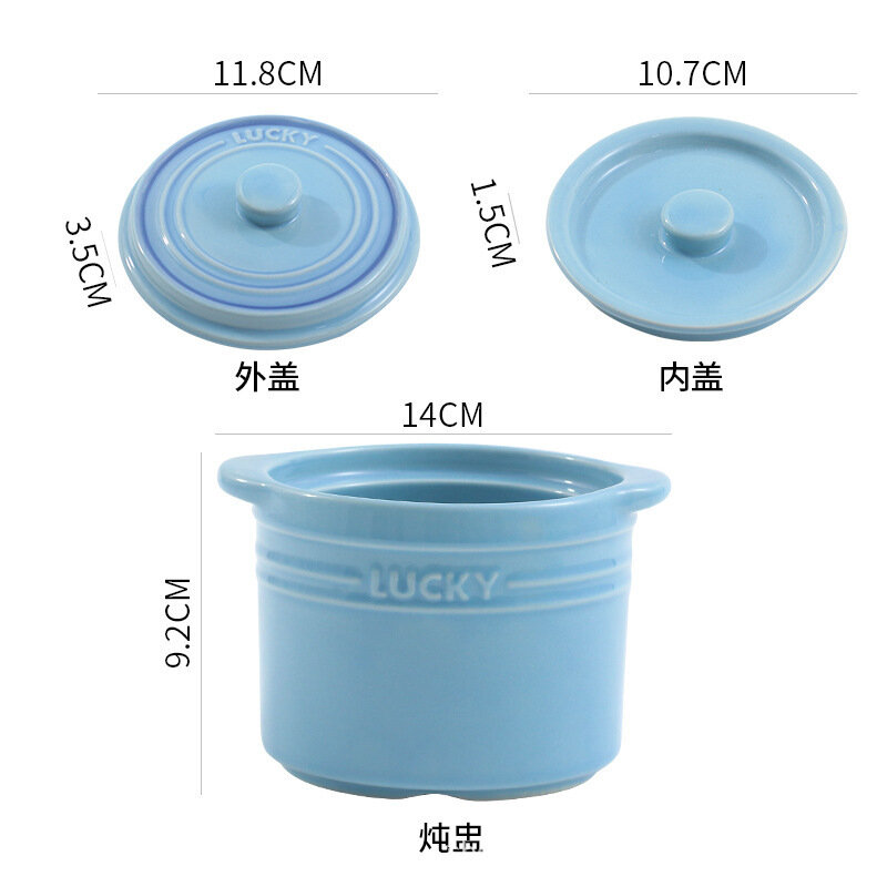 Керамическая кастрюля с крышкой, суповая кастрюля, глиняный горшок, бытовая пароварка, маленькая кастрюля для тушения, суповая кастрюля, водонепроницаемая кастрюля для тушения, набор из трех предметов.