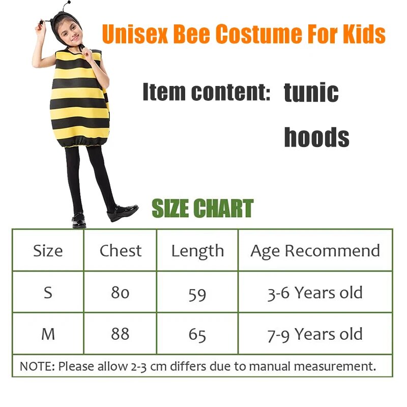Eraspooky Косплей-комбинезон пчела желтый S, Kids Bee costume