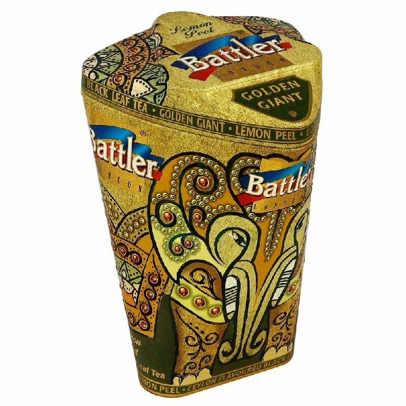 Чай BATTLER GOLDEN GIANT LEMON PEEL Крупнолистовой цейлонский черный со вкусом (Цедра Лимона) /жесть/ 100г