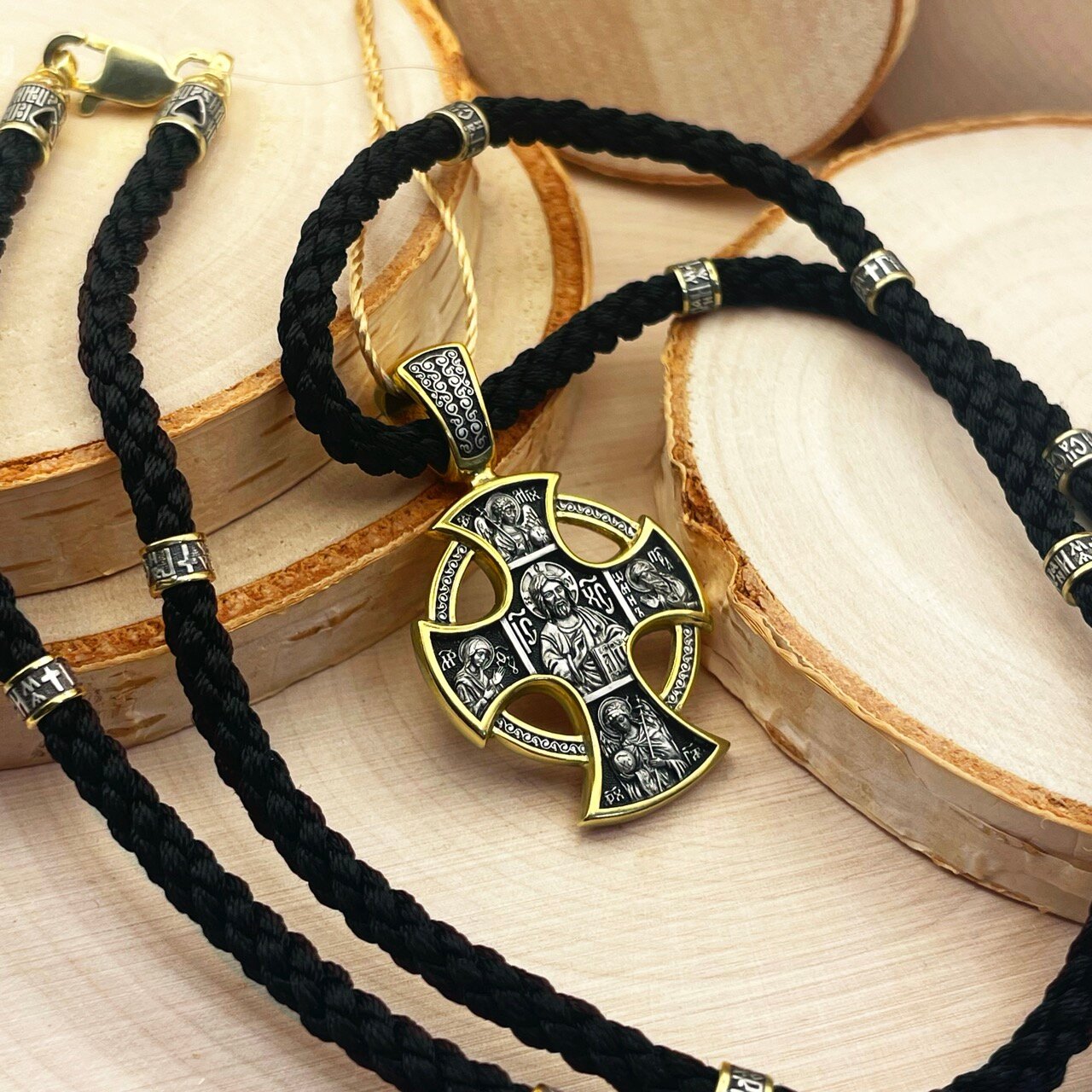 Крестик, серебро, 925 проба, золочение, оксидирование, чернение