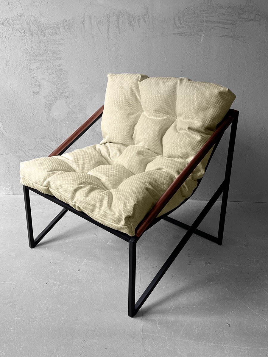 Кресло в стиле лофт Лофтовик Слэш ++ Рогожка Бежевая