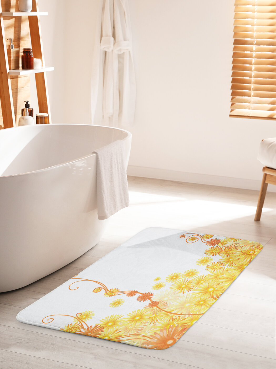 Коврик для ванной комнаты и туалета противоскользящий "Ароматное плетение" 60х100 см, JoyArty