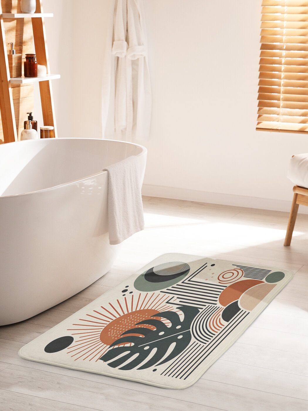 Коврик для ванной комнаты и туалета противоскользящий "Абстракция форм" 60х100 см, JoyArty