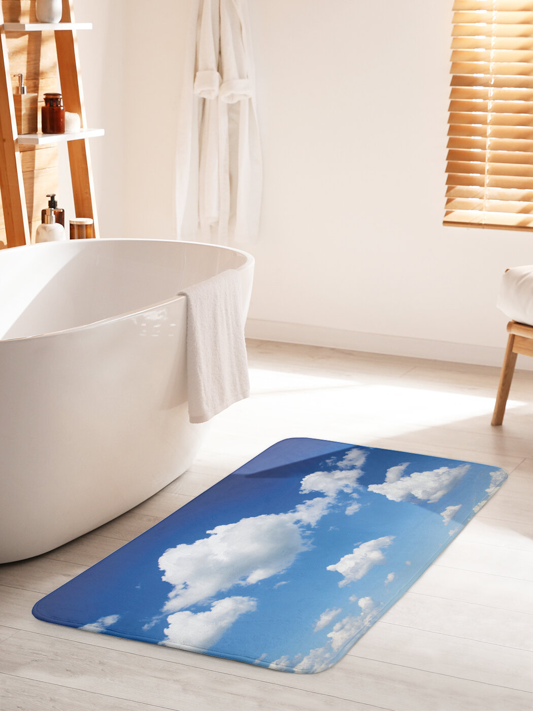 Коврик для ванной комнаты и туалета противоскользящий "Кучевые облака" 60х100 см, JoyArty