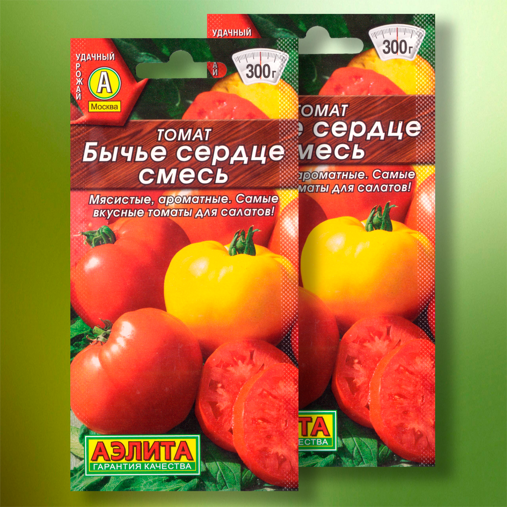 Семена томата "Бычье сердце смесь", изготовитель "Агрофирма Аэлита", 2шт.