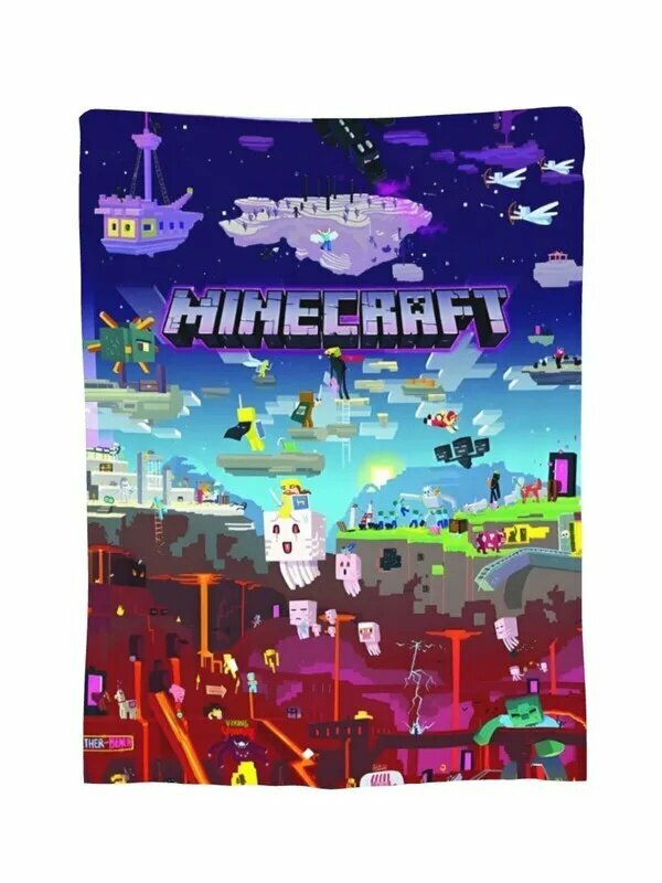 MXEB Плед с фотопринтом Minecraft Пледы Майнкрафт , Фланель, 200 см х 150 см