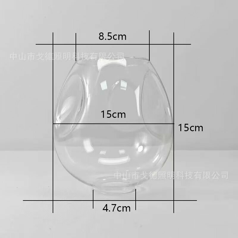 Белый стеклянный абажур Pantalla Lampara стеклянный колпак15×15×8.5×4.7cm，прозрачный цвет