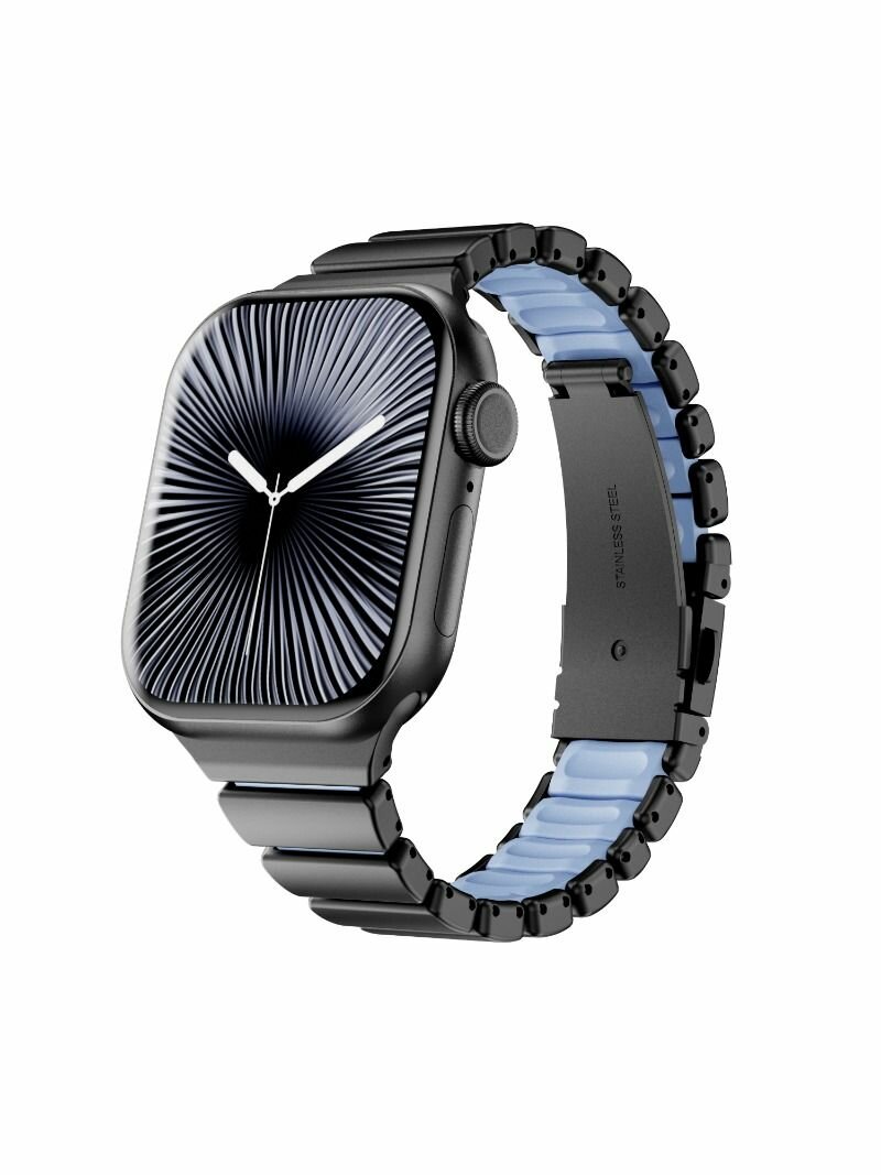 18 мм ремень для Apple Watch Series 11/10 42 мм 9 8 7 6 41 мм 40 мм 38 мм титановый силиконовый ремень роскошный браслет