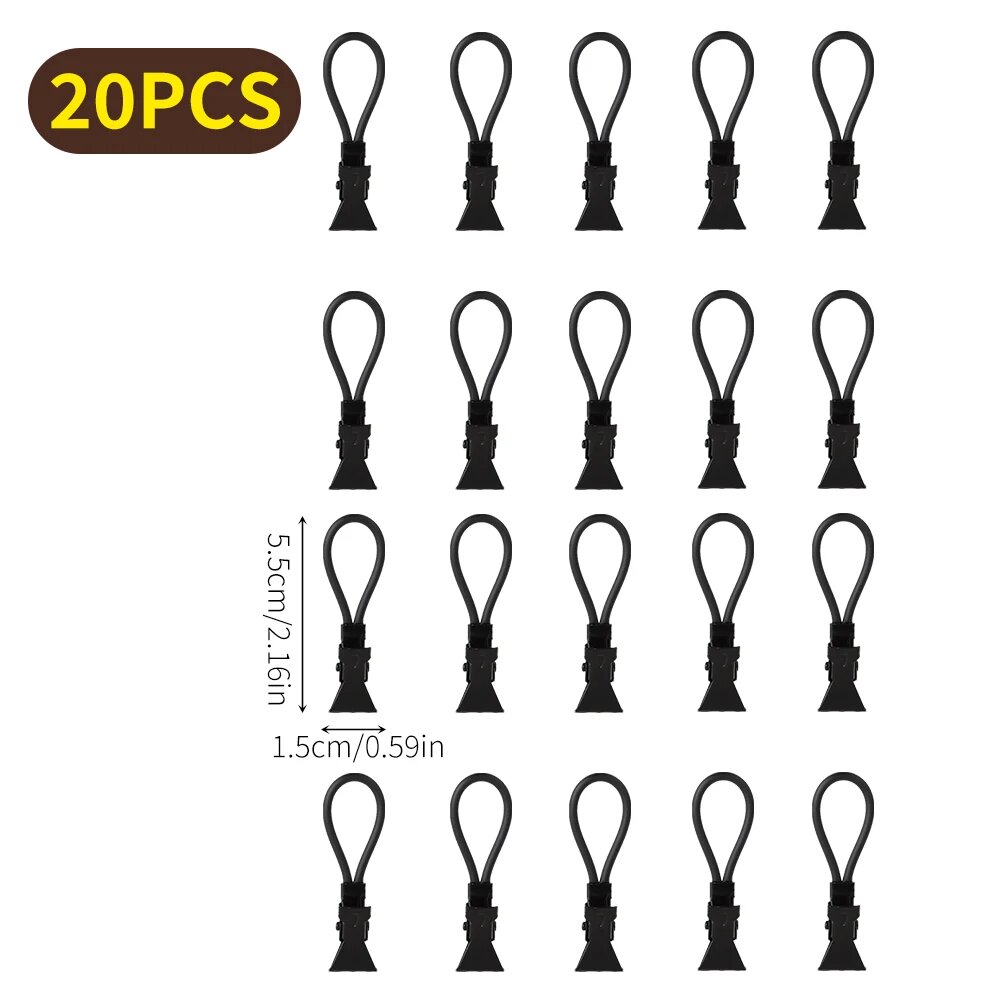 Набор Из 20 Черных Ветрозащитных Многофункциональных Металлических Прищепок Для Сушки Белья И Хранения В Доме