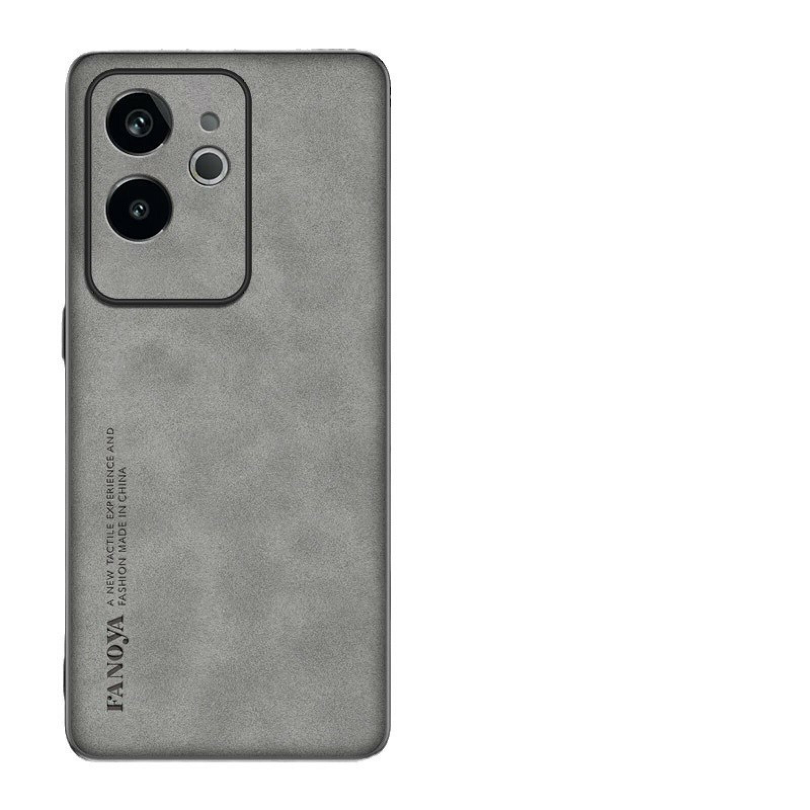 Чехол-бампер MyPads Sotto Fanoya для Realme GT 6 из износостойкого силикона с вставкой из эко-кожи, серый