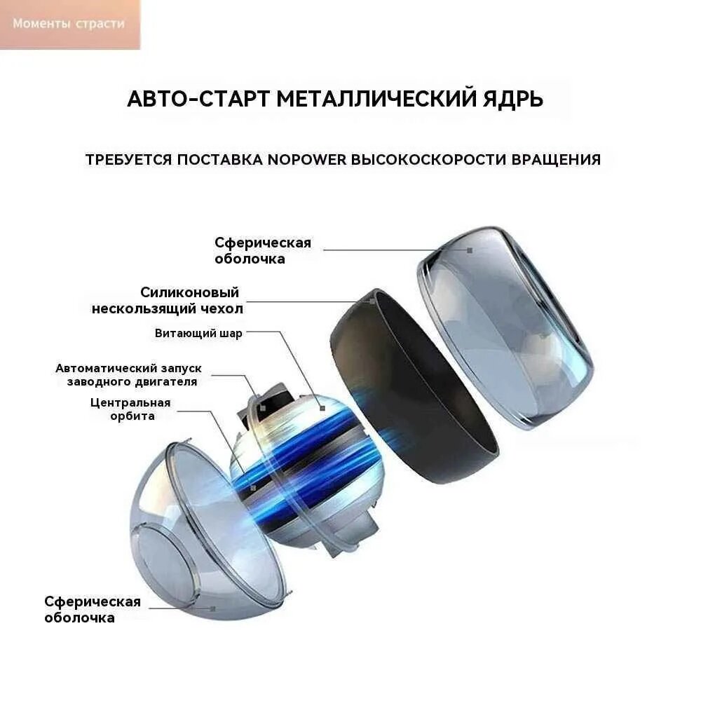 Эспандер Gyro Ball для тренировки запястья, кистевой тренажер черный, 1 шт — фото 1