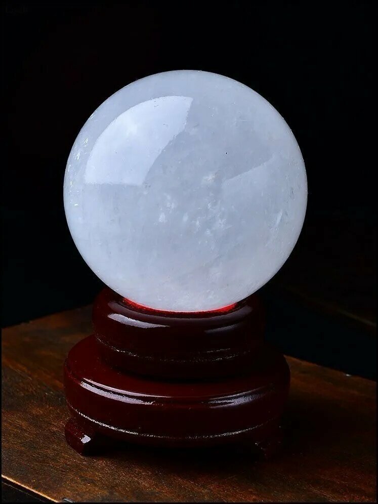 Натуральный камень (минерал) Горный Хрусталь, Белый хрустальный шар,5cm(Включает основание)