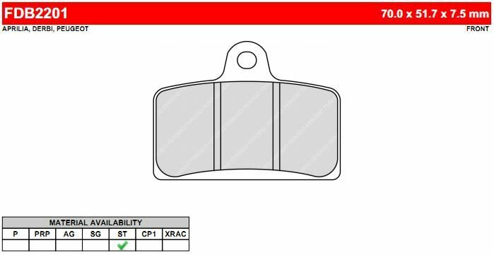 Тормозные колодки для мотоцикла FERODO FDB2201ST (MCB780SV)