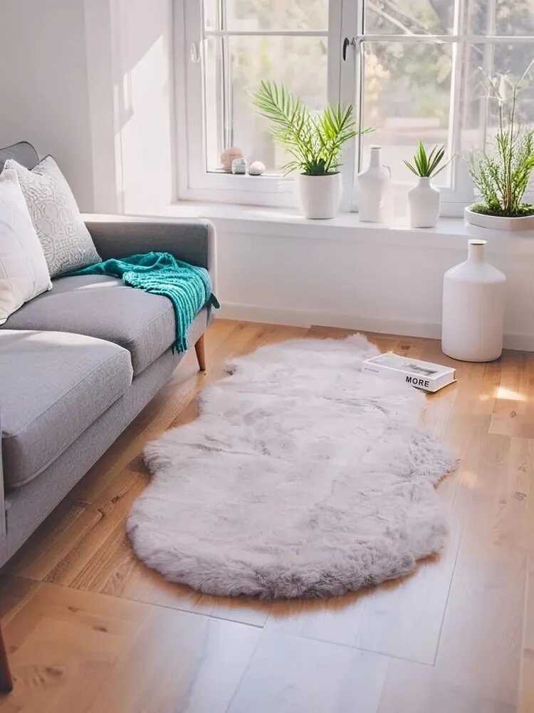 Коврик прикроватный Однотонный цвет 60x160 см Меховой коврик из искусственного меха для спальни