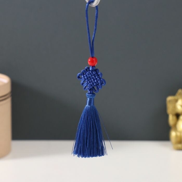 Подвеска текстиль, пластик Узел счастья и бесконечности , ярко-синяя, 8.5 см