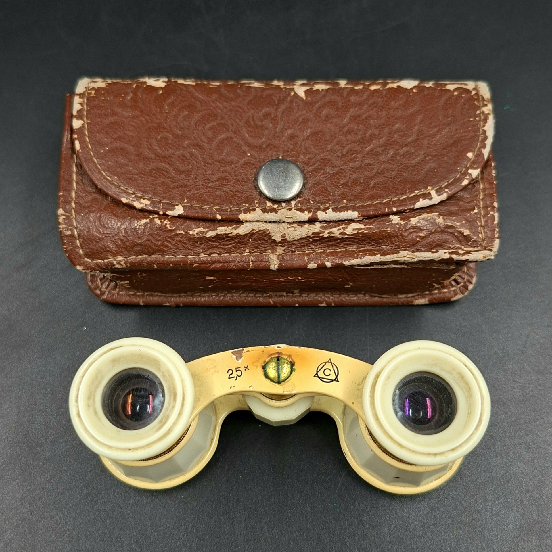 Бинокль театральный в кофре, металл, пластик, стекло, искусственная кожа