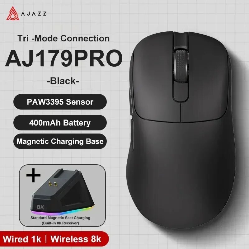 Ajazz AJ179 Apex Беспроводная Игровая Мышь PAW3950 30000 DPI AJ179PRO-Black