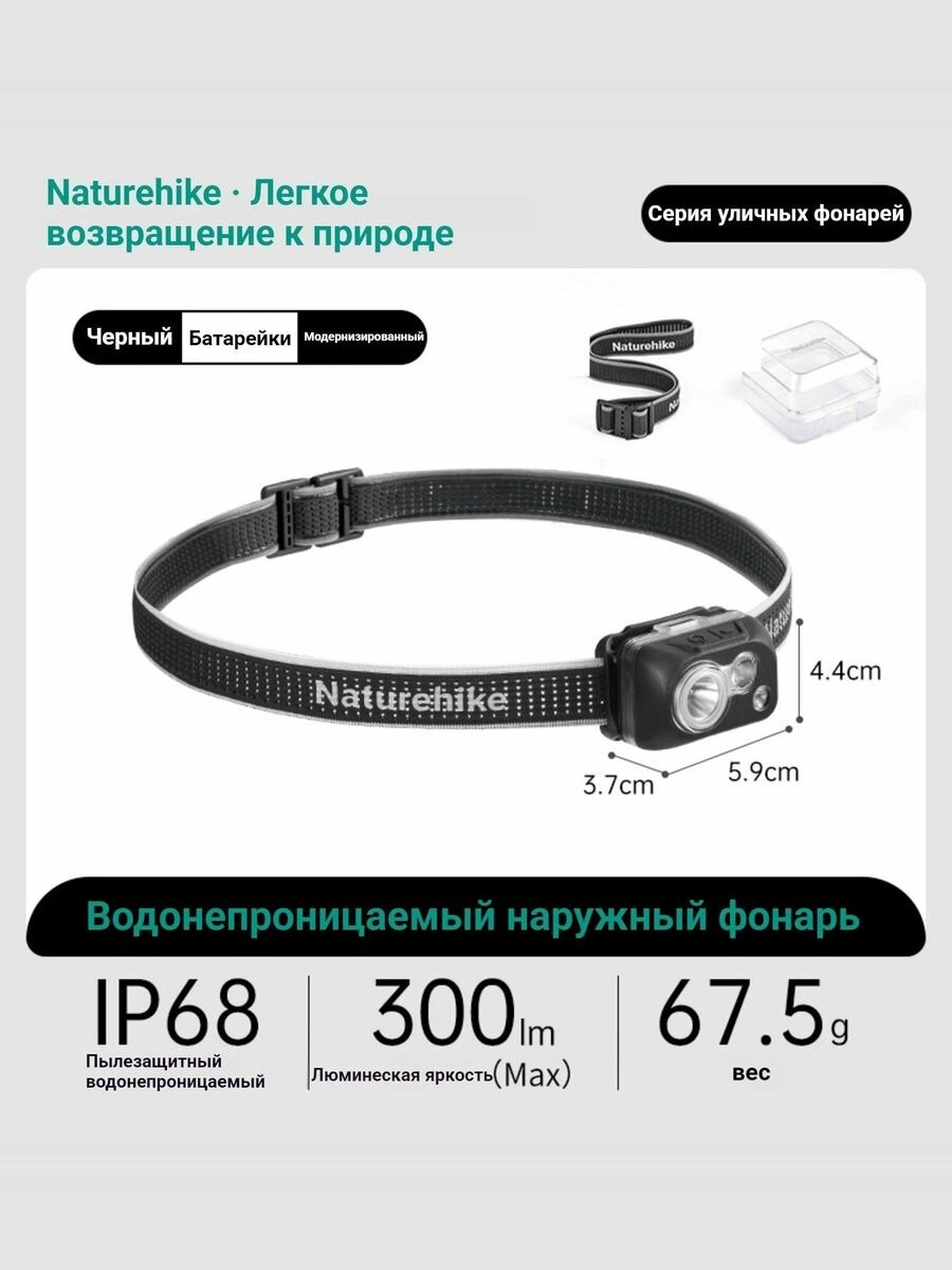 Naturehike Налобный фонарь для кемпинга и рыбалки, полностью водонепроницаемый CNK2300DQ016