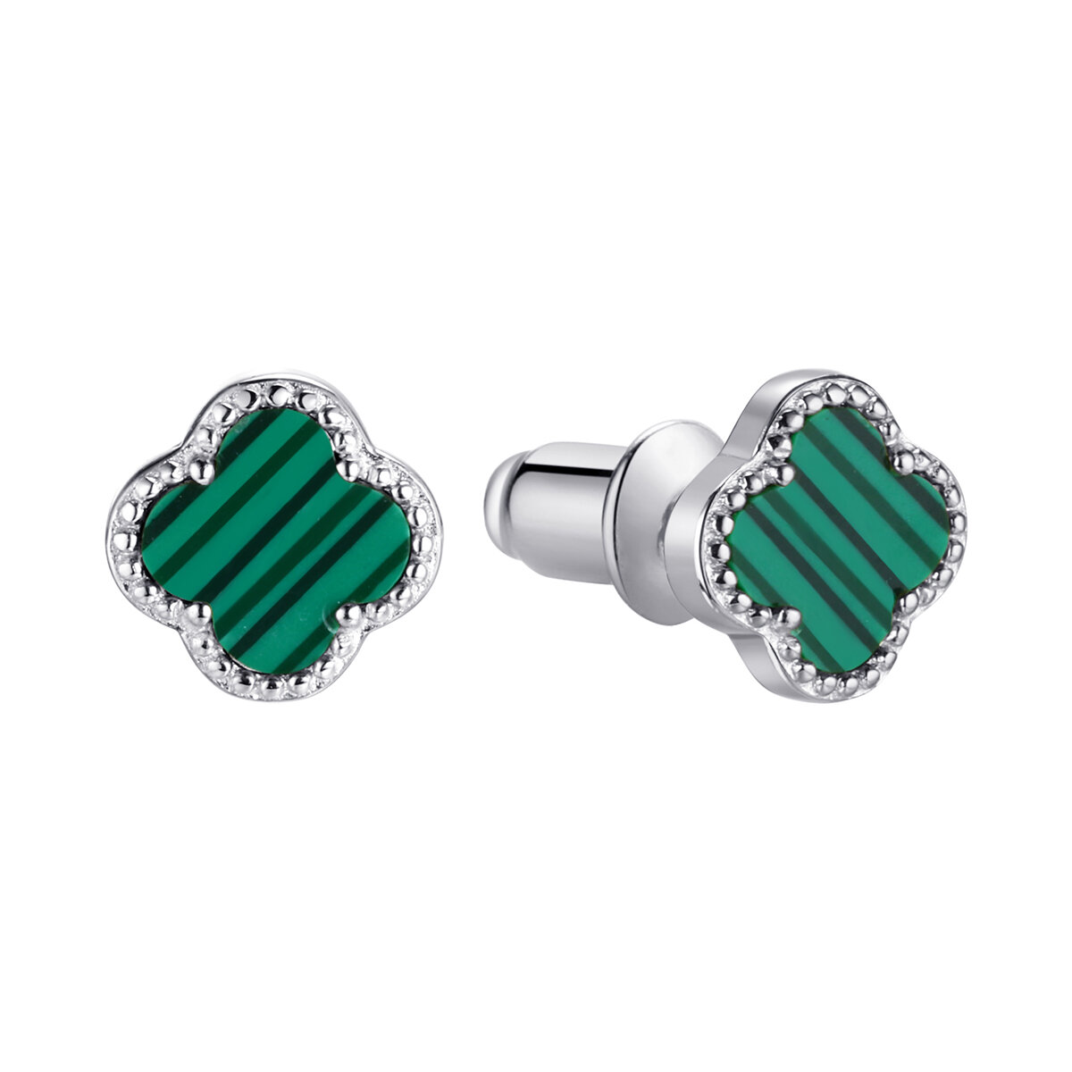 Серьги, серебро, 925 проба, малахит