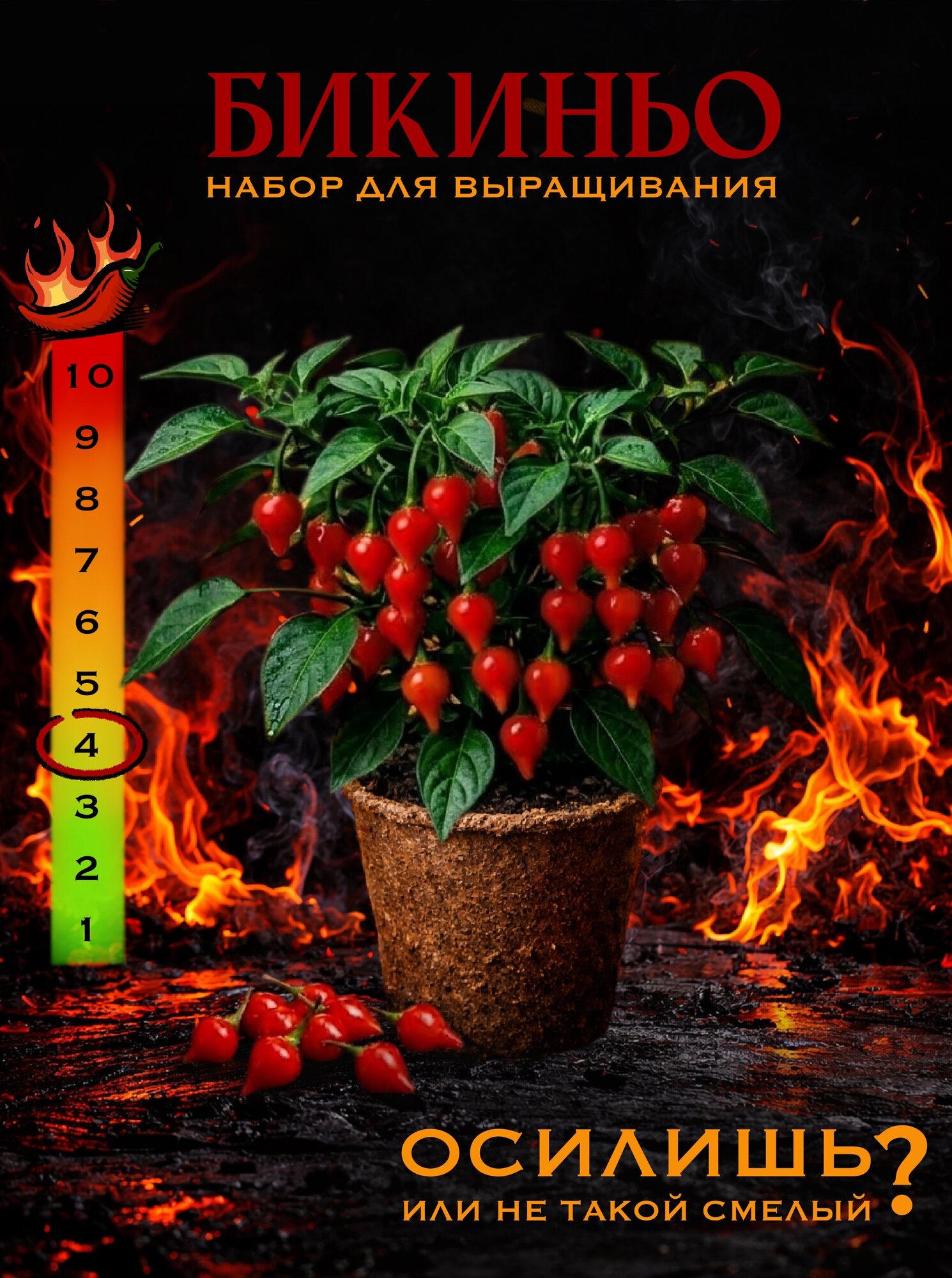 Набор для выращивания острого перца Бикиньо — мини огород дома, перец на подоконнике