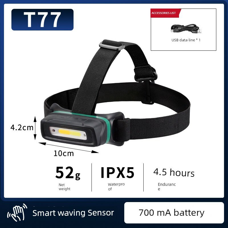 Регулируемая головная лампа с яркостью 300LM, батареей 700mAh, временем работы 3-5 часов - водонепроницаемая для