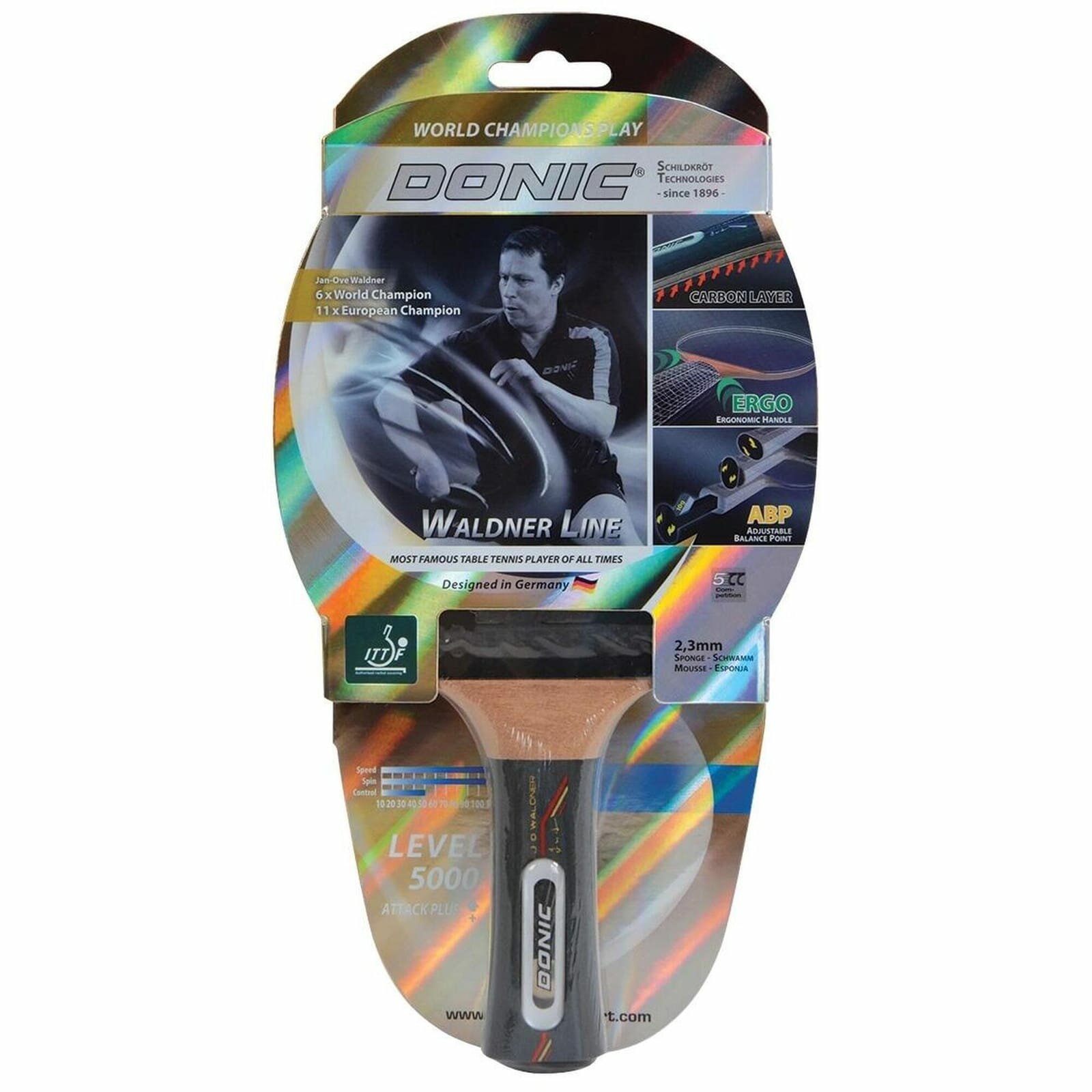 DECATHLON ракетка для настольного тенниса Donic Schildkr t Waldner 5000, вогнутая, многоцветный