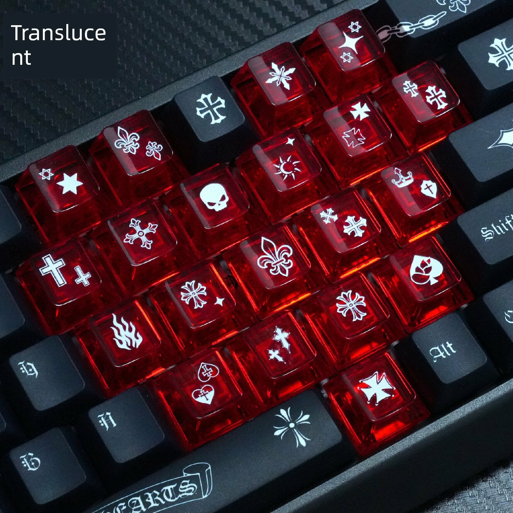 Кейкап Crow Heart Love, полупрозрачный, из поликарбоната, оригинальный, без гравировки, для самостоятельной сборки,