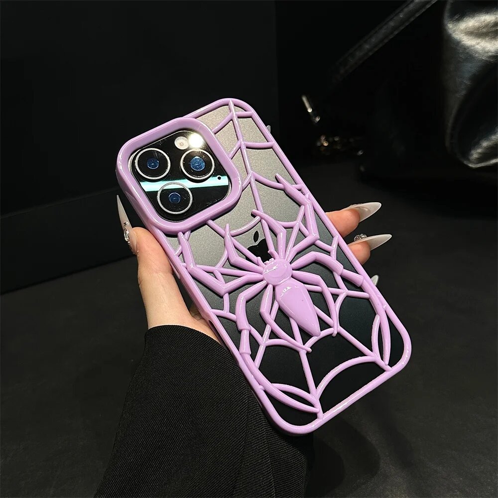 Чехол для телефона ins Spider Skeleton с рассеиванием тепла для iPhone 17, 16, 15, 14, 13, 12, 11 Pro Max, мягкий чехол-бампер из ТПУ с мультяшной рамкой