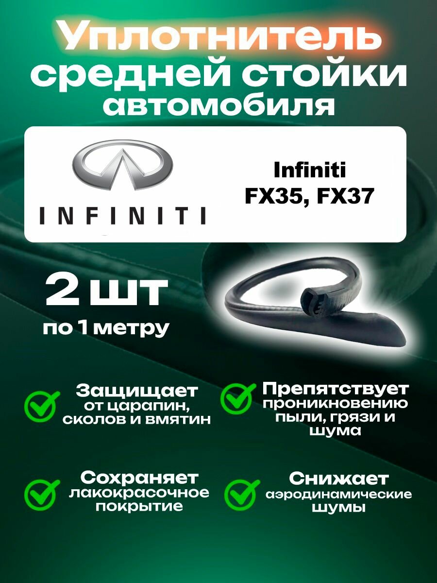 Уплотнитель средней стойки автомобиля Infiniti FX35, FX37 / Инфинити ФХ35 ФХ37 - 2 штуки, междверный