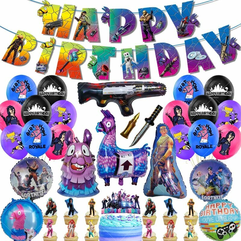 Набор для праздника Fortnite Фиолетовый, 1pcs Foil Balloon — фото 1
