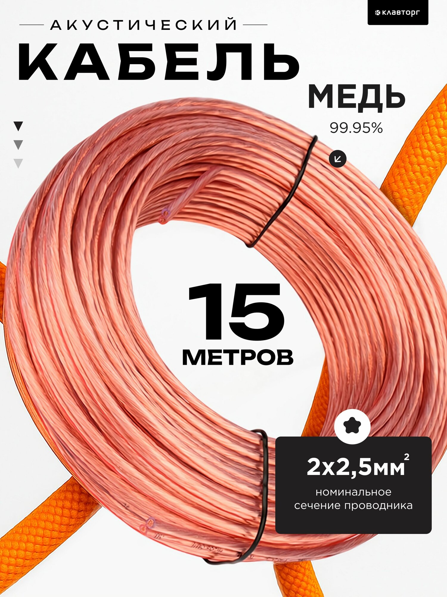 Акустический кабель, 15 м, бухта, прозрачный, Cablexpert