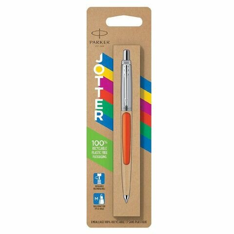 Ручка шариковая PARKER "Jotter Orig Orange", корпус оранжевый, детали хром, блистер, синяя