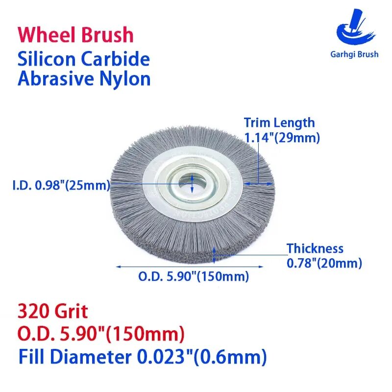 Щетка абразивная нейлоновая Garhgi 320Grit, 150x20 мм